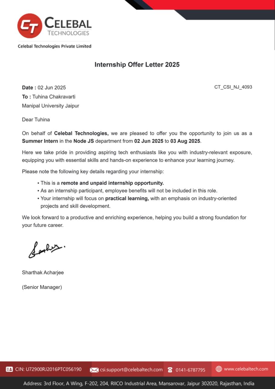 Tuhina Chakravarti - Portfolio